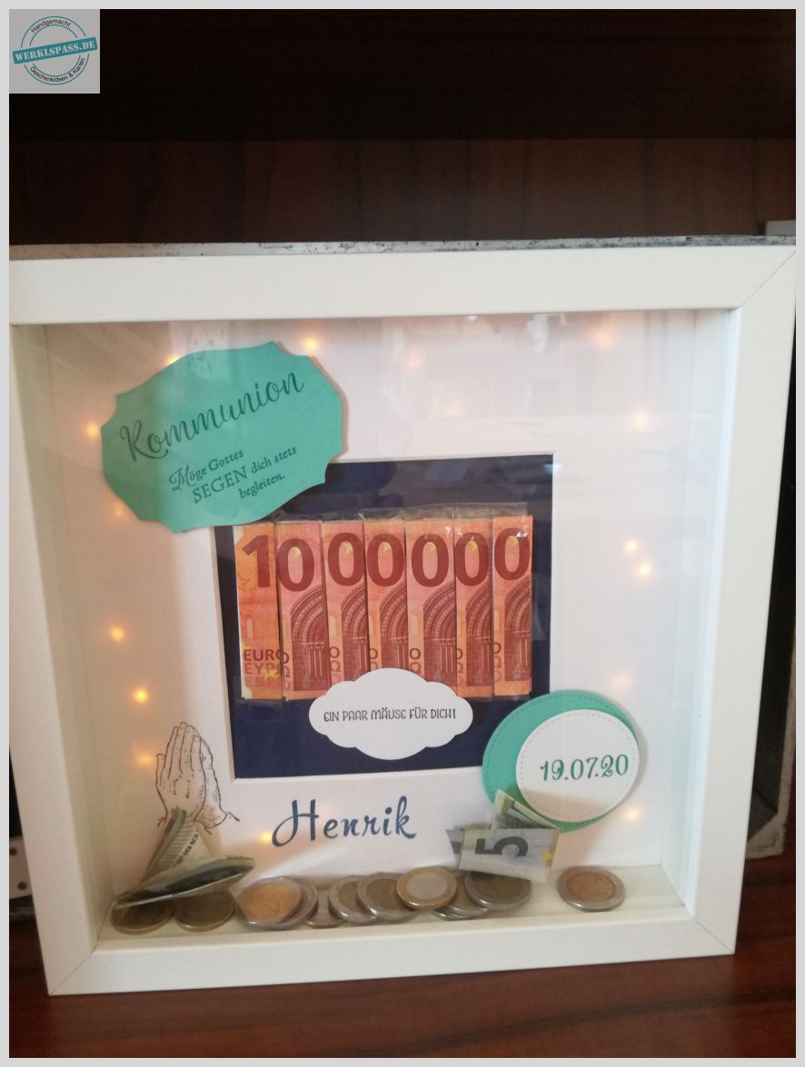 Beleuchteter Bilderrahmen Geldgeschenk -PERSONALISIERT- Werklspass
